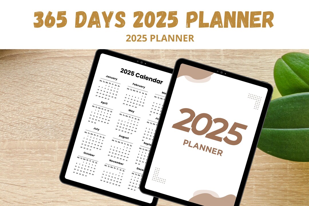 365 Days 2025 Planner| Year at a Glance | 365 Days | Year Calendar ...