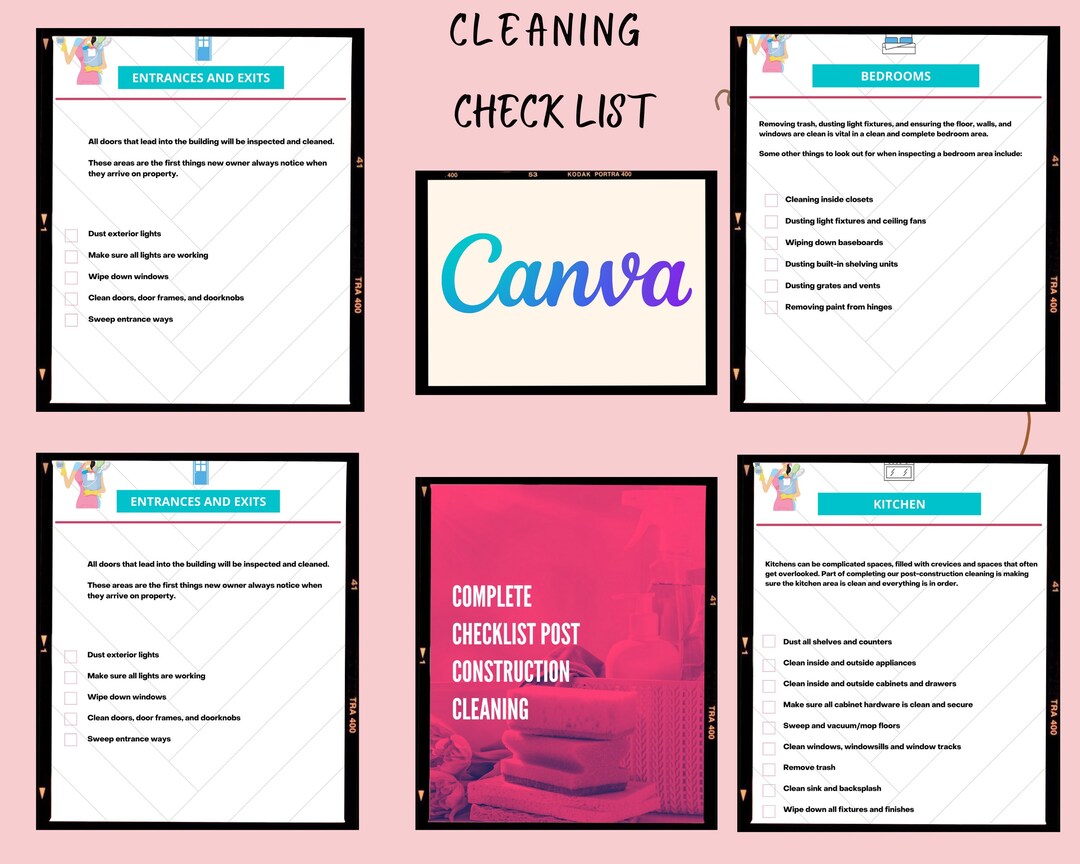 CLEANING CHECK LIST , for Post Construction , Easy to Edit in Canva ...