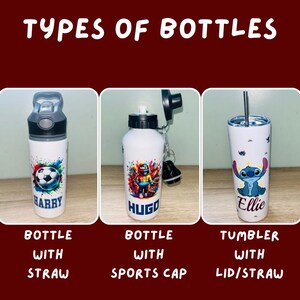 Character Themed Personalised 600ml Aluminium Water Bottles - Made With ...