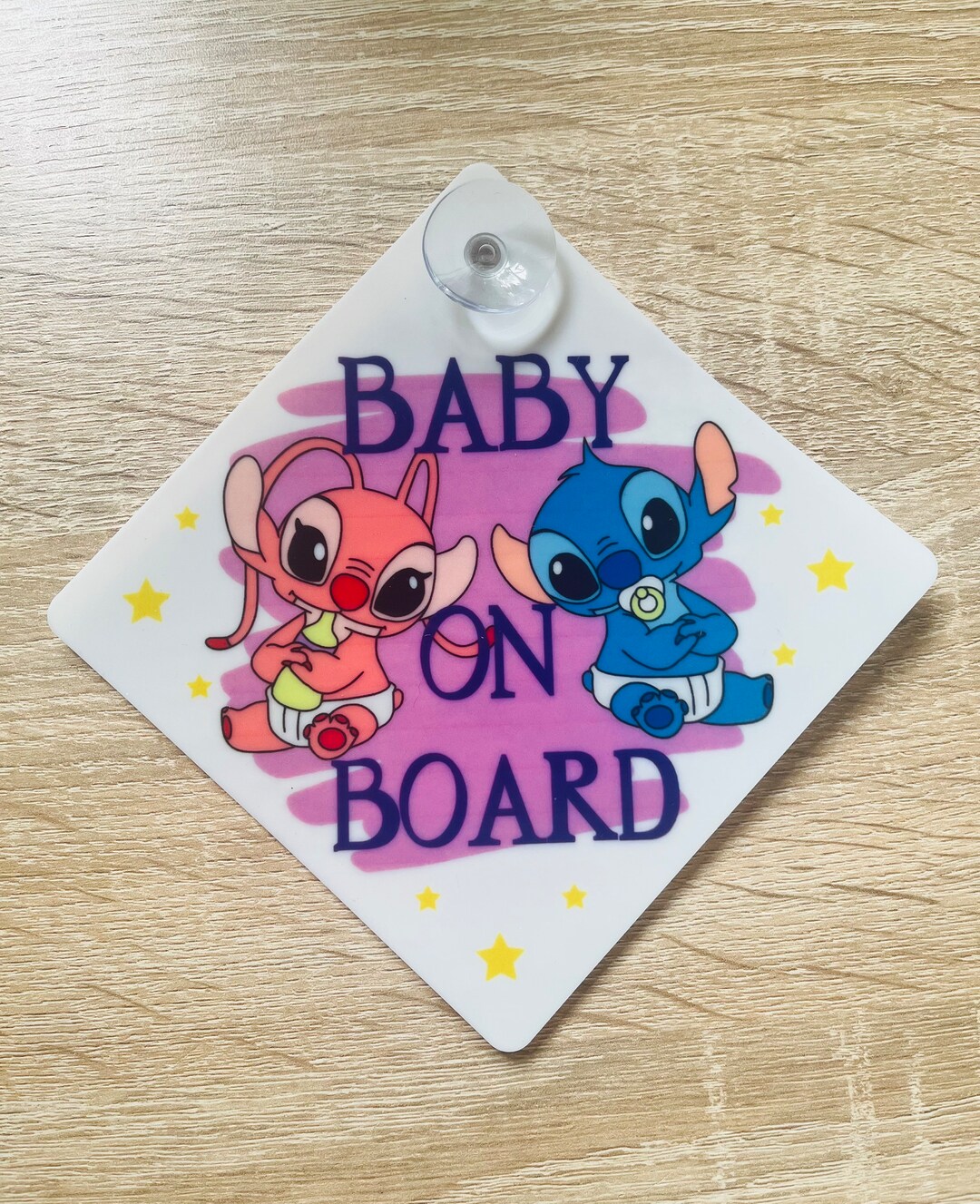 Stitch Design - Cute Car Suction Sign - Baby on Board or Wording of ...