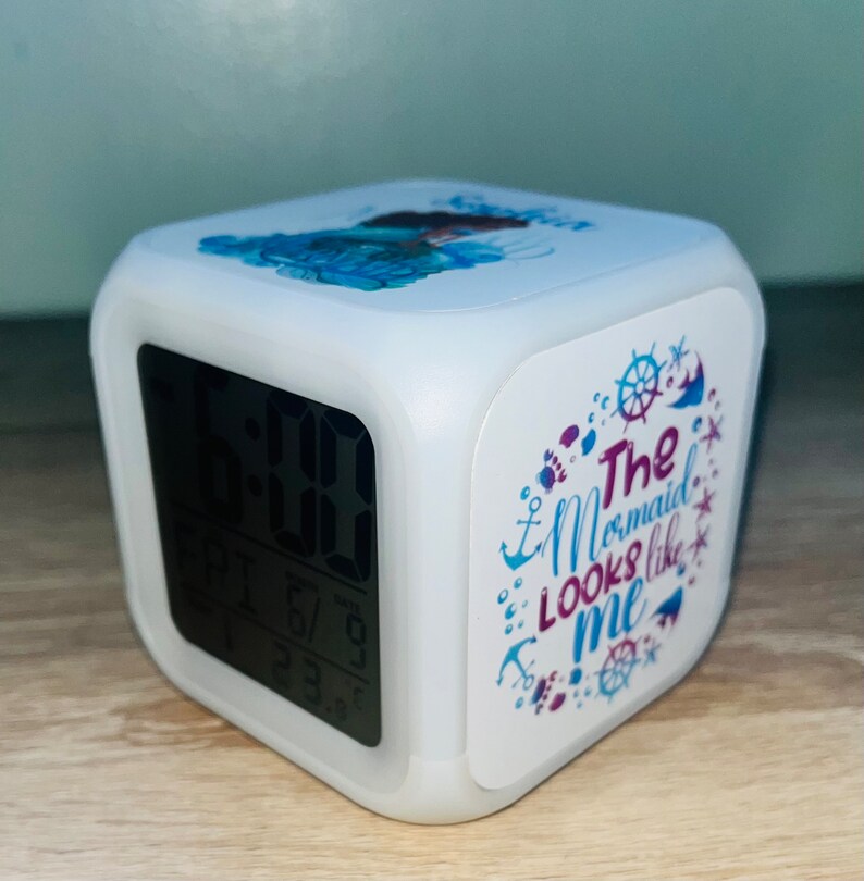 Mermaid Design Personalised LED Cube Digital Alarm Clock - Etsy
