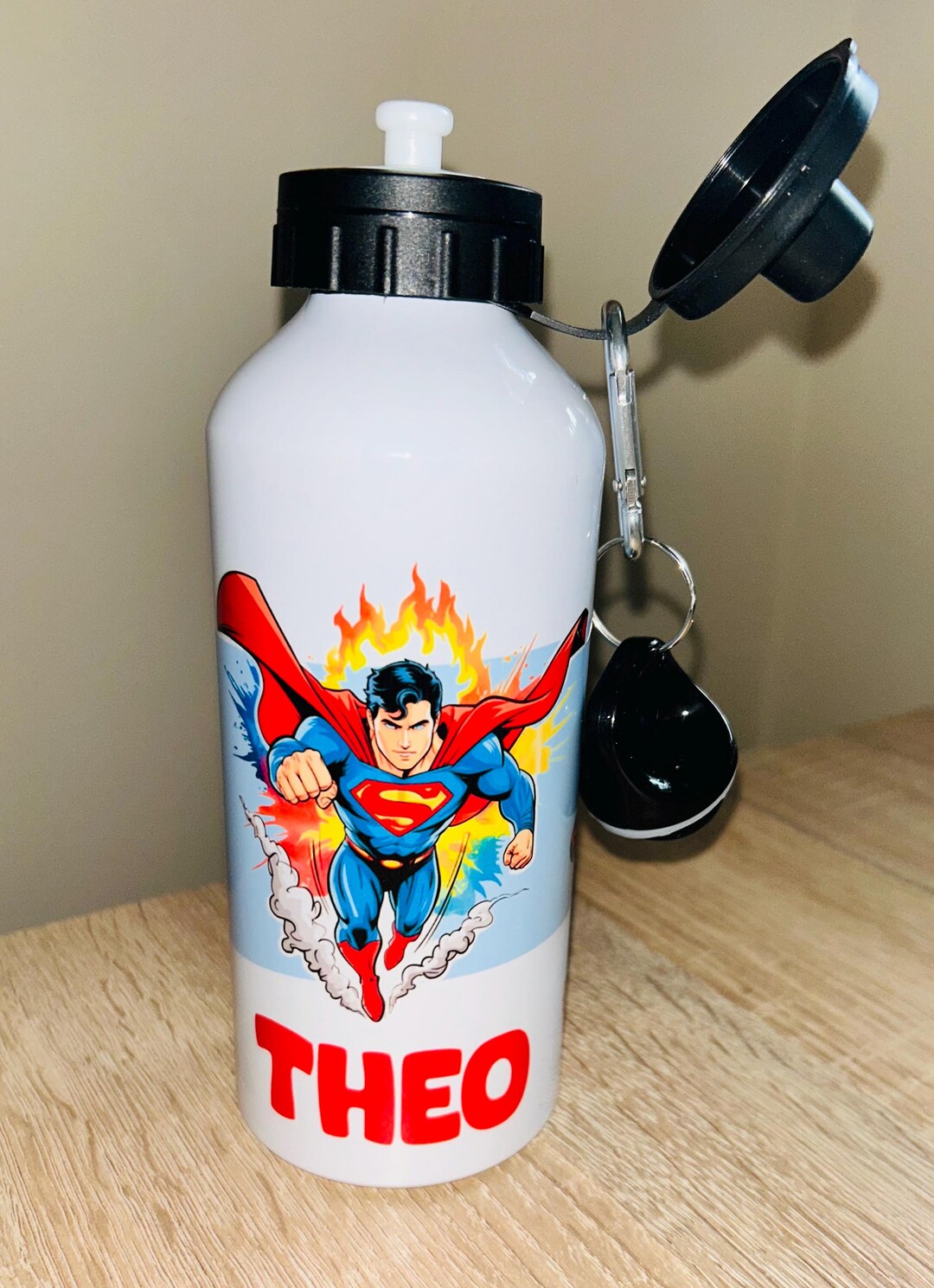 Superman Themed Personalised 600ml Aluminium Water Bottles - Made With ...