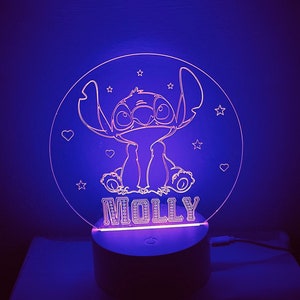 Stitch Themed LED Night Light Comes Fully Personalised. Unique Gift ...