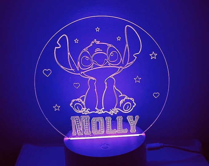 Personalised Stitch Night Light Children's Light Kids Bedroom Boys ...