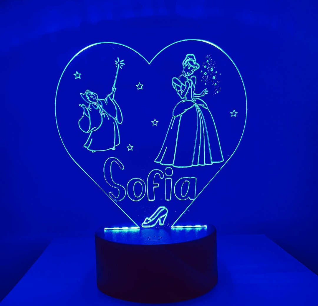 Princess Themed Heart LED Night Light - Comes Fully Personalised ...