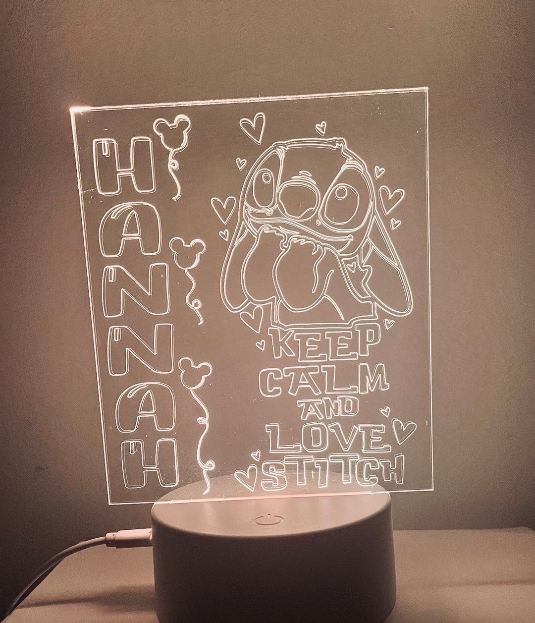 Stitch Themed LED Night Light - Comes Fully Personalised. Unique Gift ...