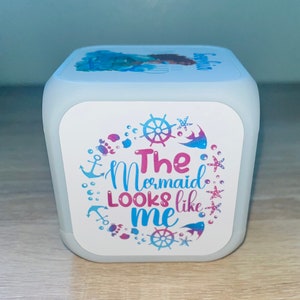 Mermaid Design Personalised LED Cube Digital Alarm Clock - Colour ...