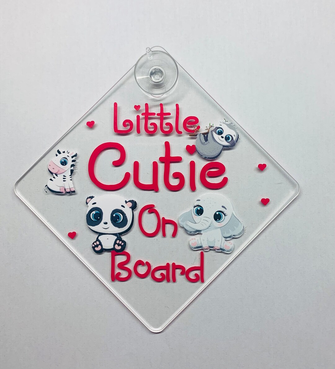 Cute Car Acrylic Suction Sign Baby on Board or Wording of Your Choice ...