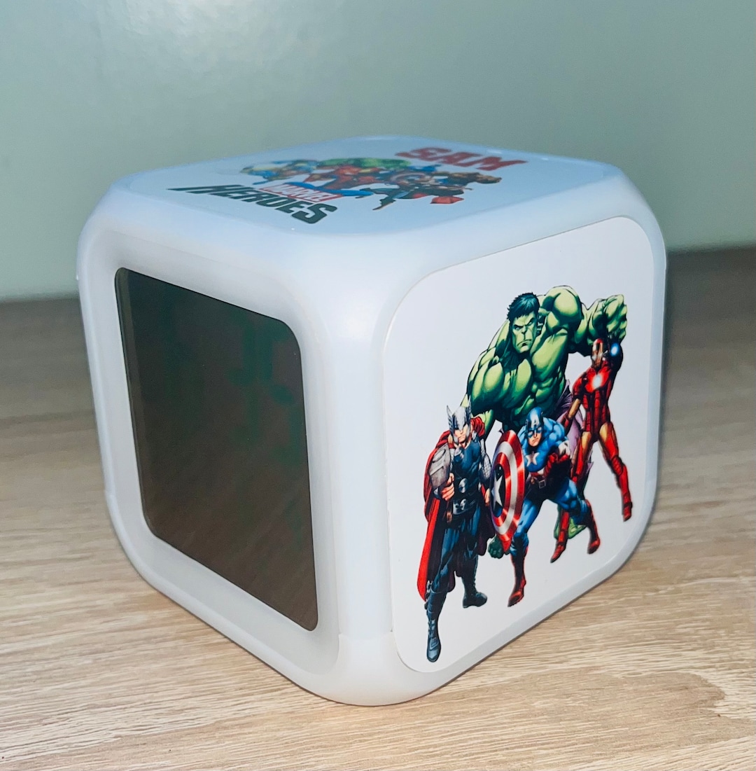 Superheroes Design Personalised LED Cube Digital Alarm Clock - Colour ...