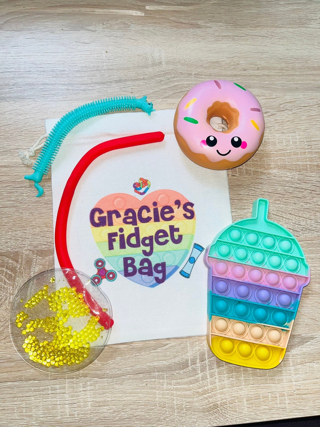 Personalised Drawstring Fidget Toy Bag With or Without Fidgets ...