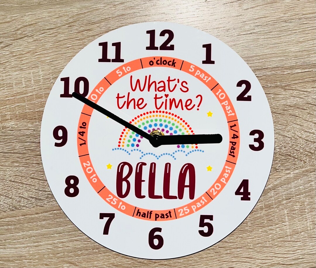 Learn to Tell the Time With This Personalised Wall Clock - Cute Rainbow ...