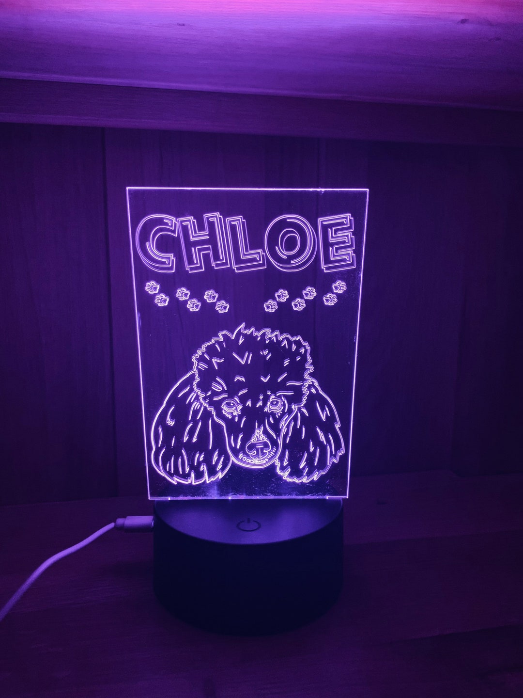 Poodle Themed LED Night Light - Comes Fully Personalised. Unique Gift ...