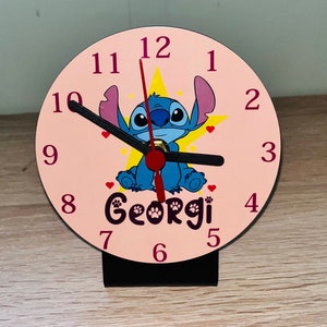 Personalised Wall Clock - Stitch & Angel Design. Made to Order. - Etsy