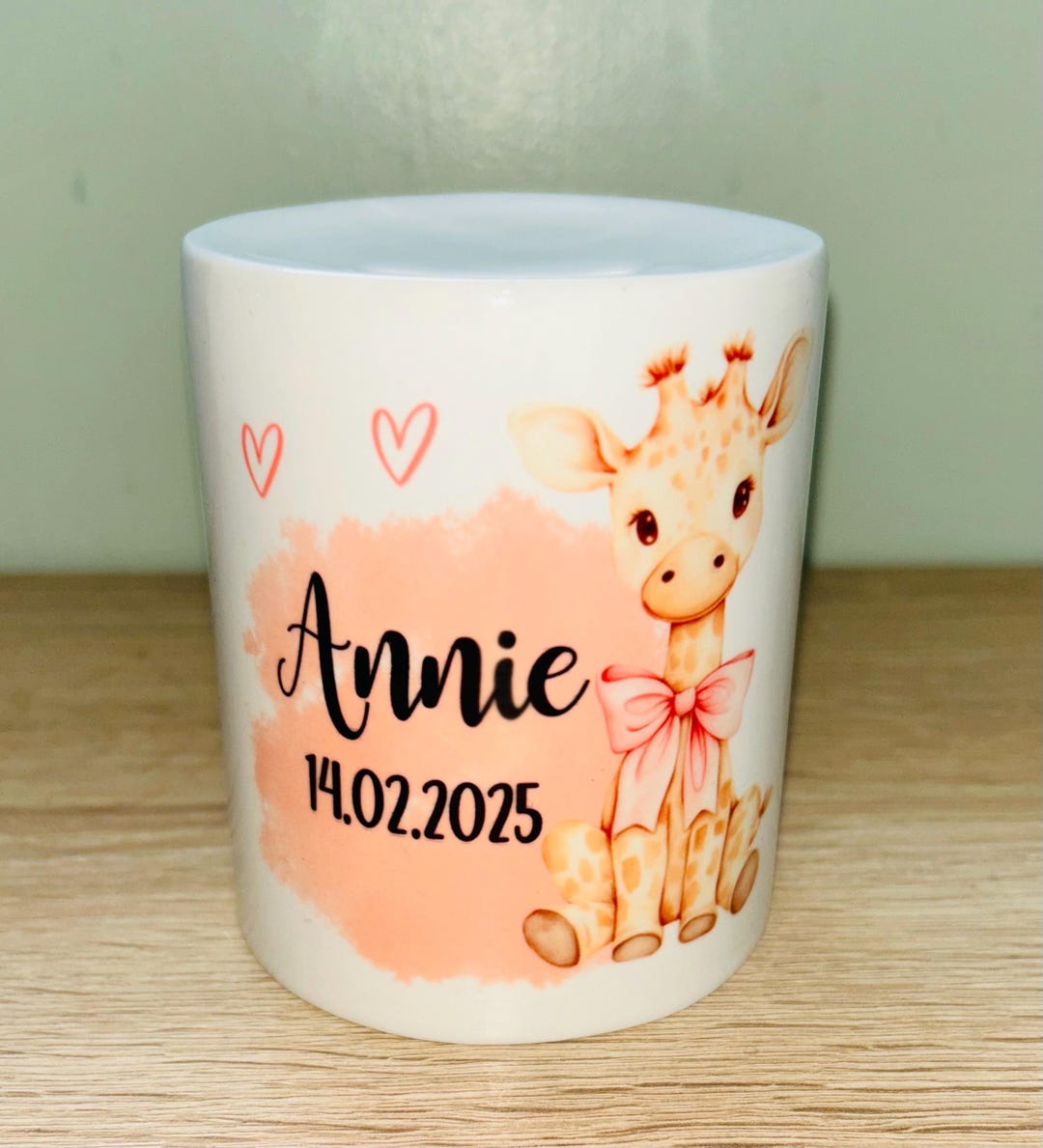 Cute Giraffe Design Personalised Money Box, Piggy Bank, Birthday Gift ...