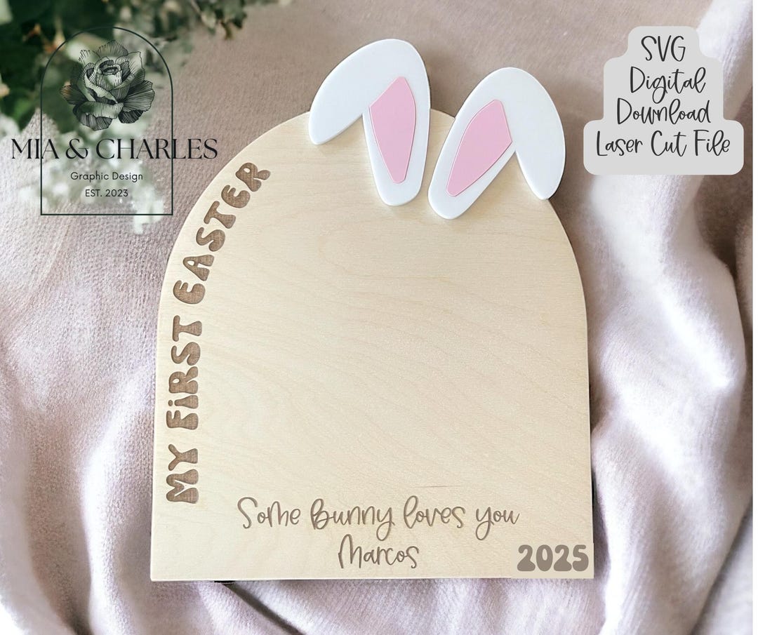 My First Easter Sign Svg, Easter Handprint Sign Svg, Easter Laser Cut ...