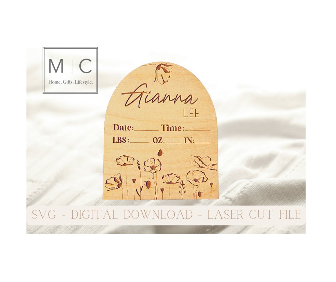 Personalized Baby Stat Sign Svg, Birth Sate Sign Svg, Baby Floral Birth ...