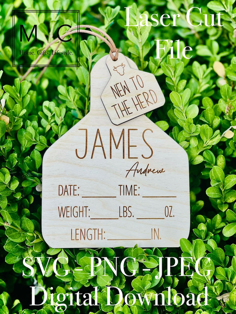 Cow Ear Tag Birth Stat Svg Birth Stat Sign Svg Cow Birth - Etsy