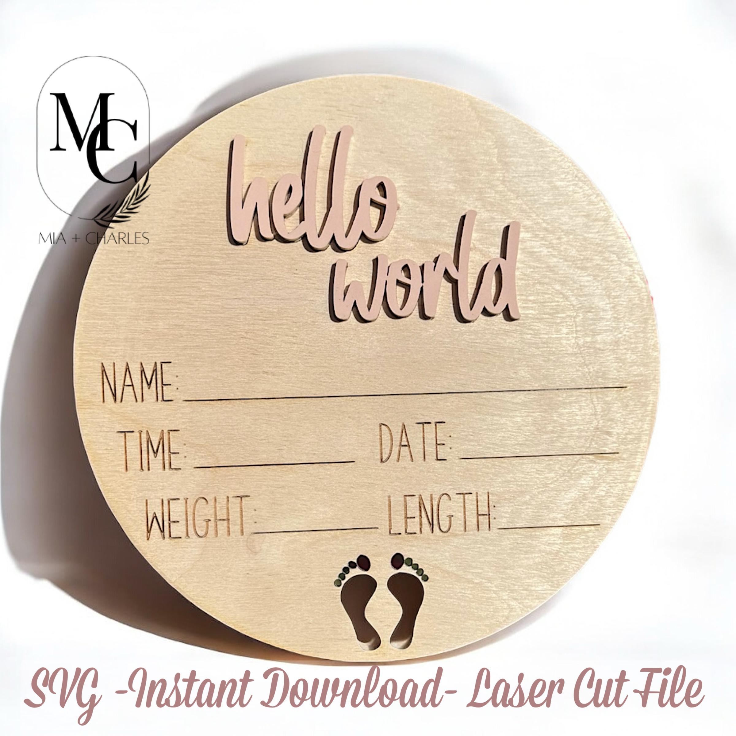 Personalized Birth Stat Sign SVG: Newborn Announcement Laser Cut File ...