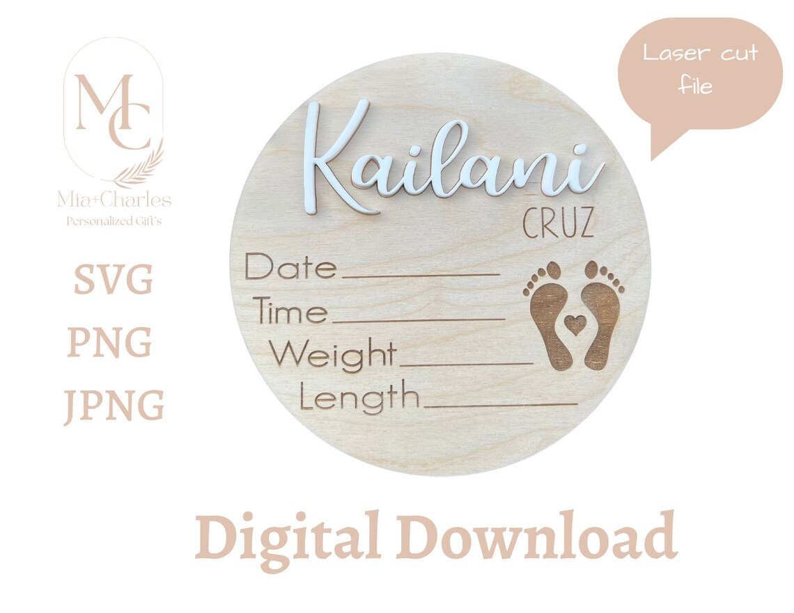 Personalized Birth Stat Sign Svg, Birth Sat Sign Svg, Announcement ...