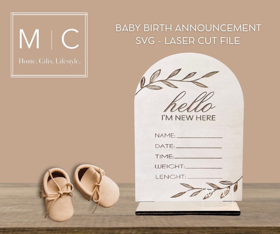 Birth Announcement Sign Svg, Personalized Baby Birth Stat Sign, Birth ...