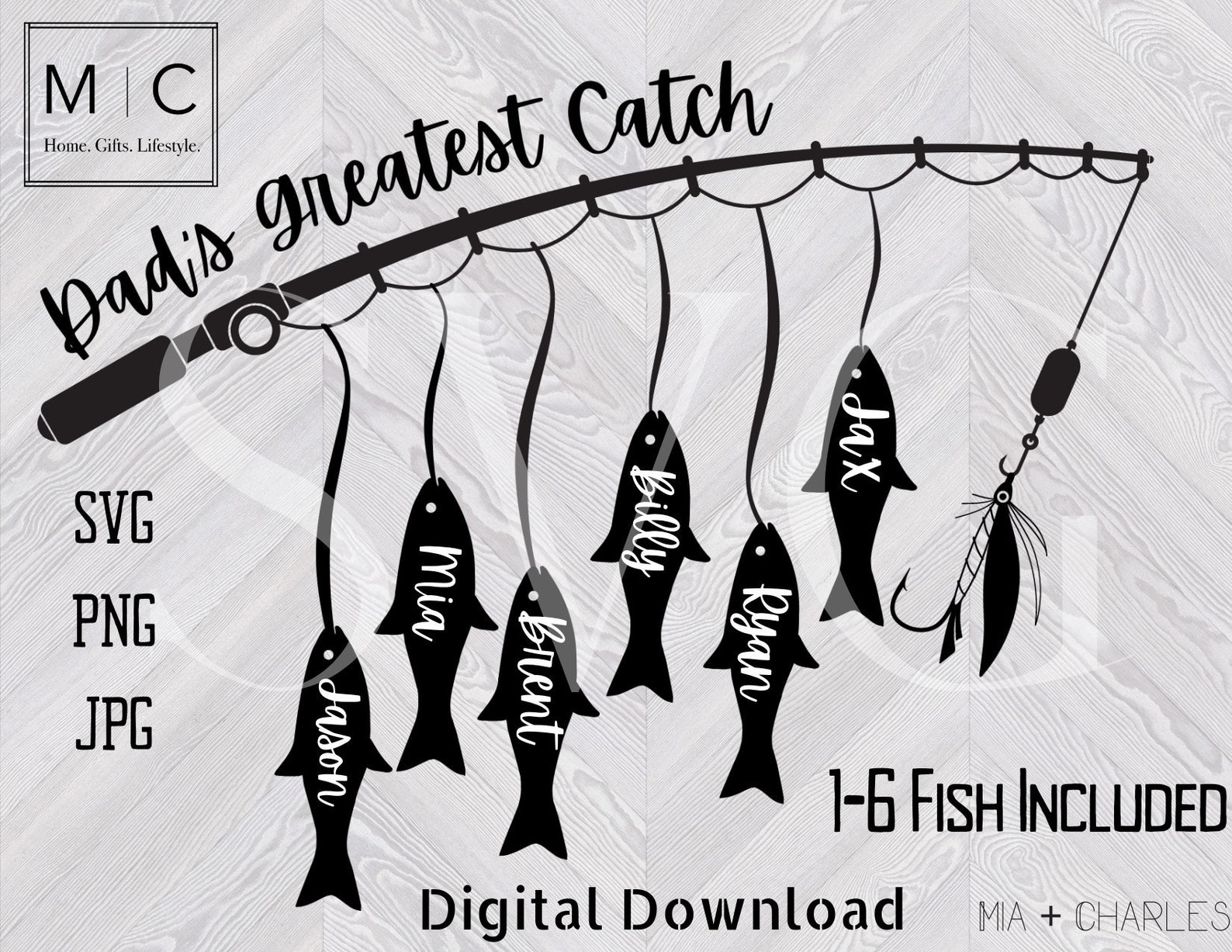 Dads Greatest Catch SVG Fathers Day SVG Fishing SVG Dad - Etsy