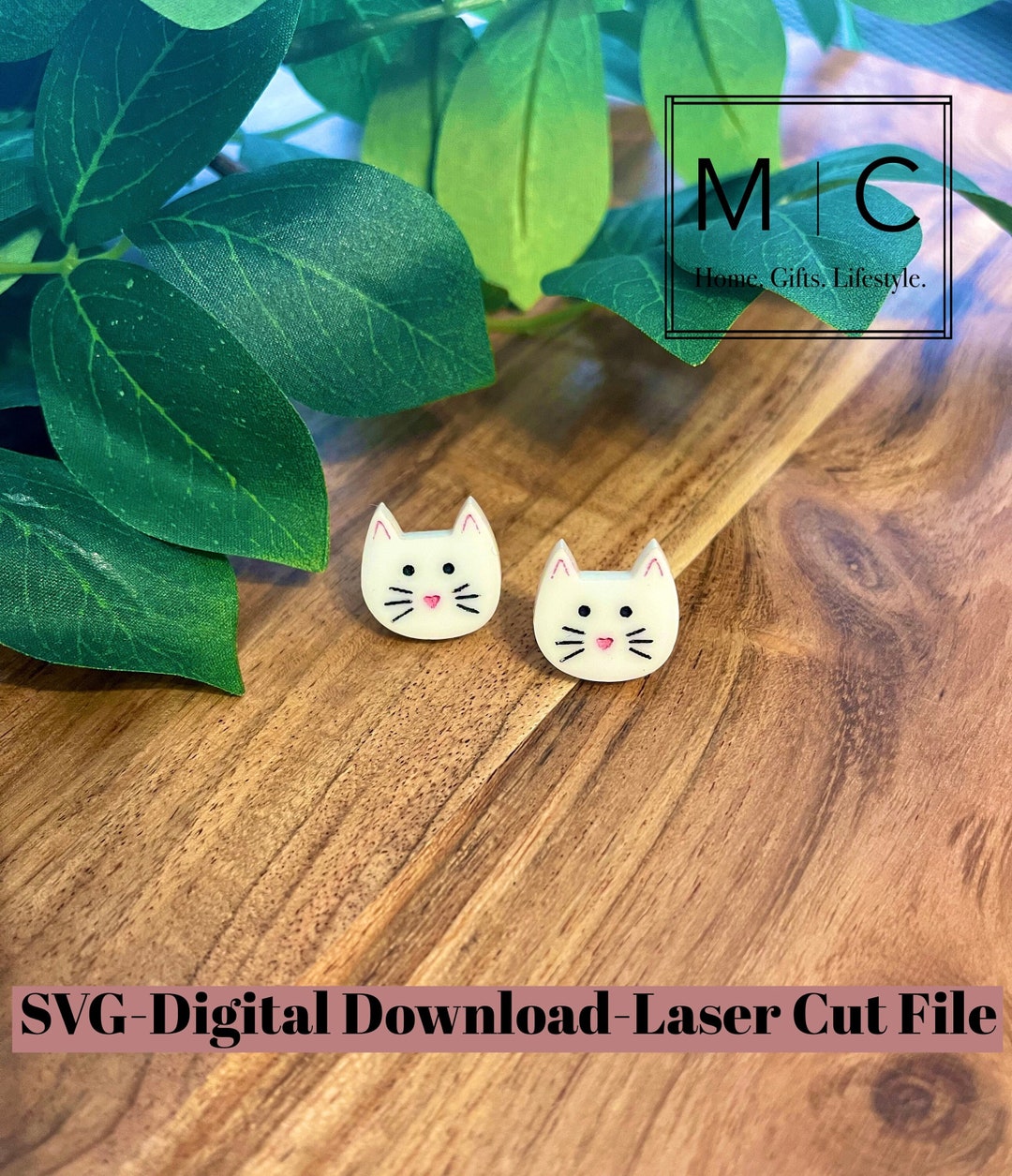 Cat Earrings Svg, Cat Laser Cut File, Cat Svg , Earrings Svg, Cute Cat ...