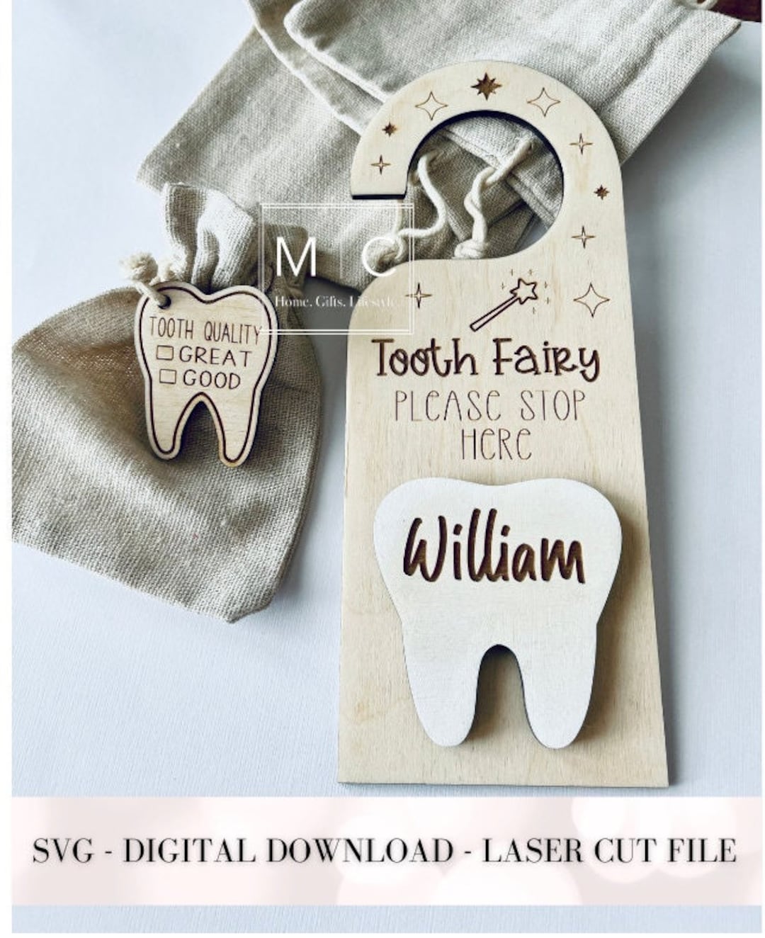 Tooth Fairy Holder, Tooth Fairy Door Hang, Svg, Digital Download, Laser ...