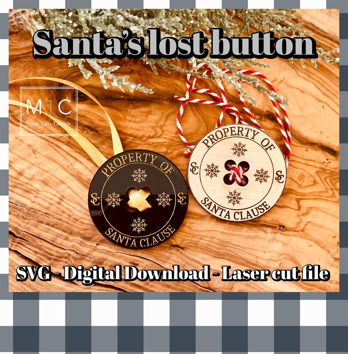 Santa's Button Svg Santa's Lost Button Svg Button - Etsy