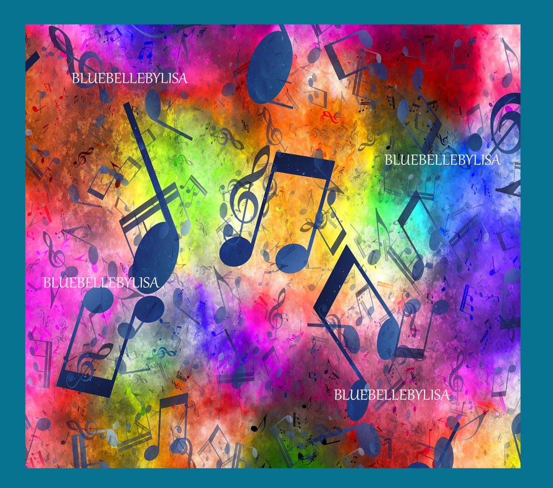 Musical Notes/treble Clef/rainbow/skinny Tumbler/image/wrap/download ...