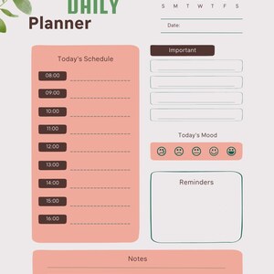 Peach, Pink, and Green Planner, Daily, Weekly, Monthly Planner With To ...