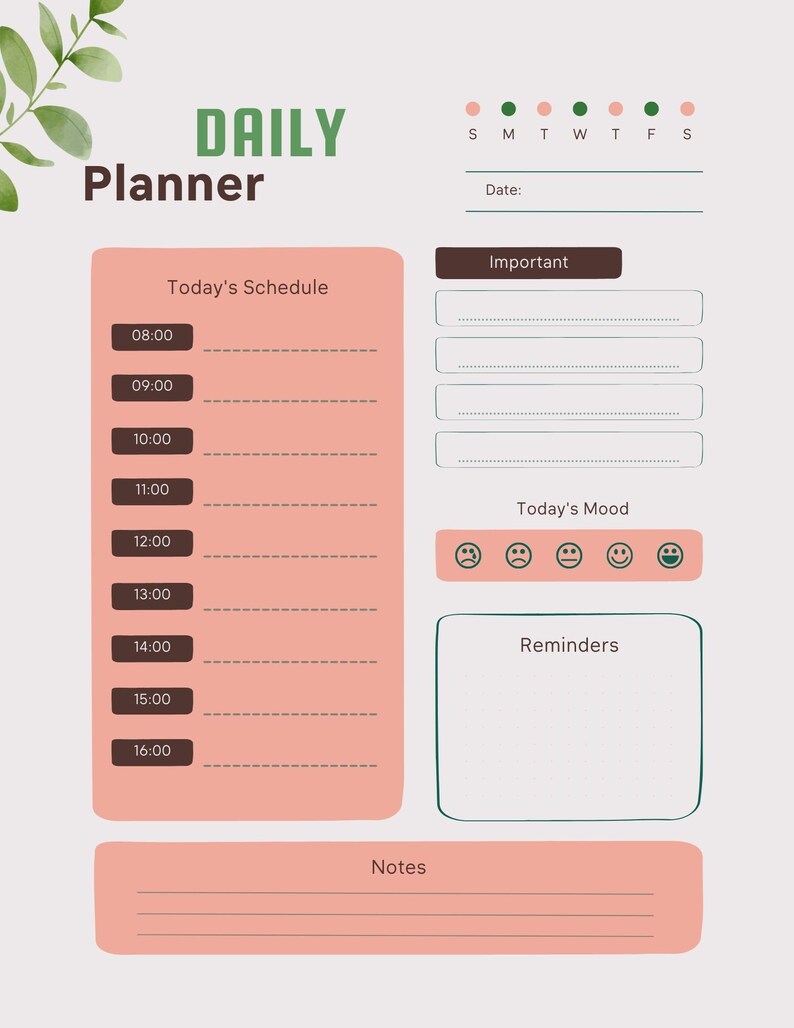 Peach, Pink, and Green Planner, Daily, Weekly, Monthly Planner With To ...