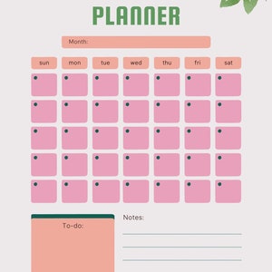 Peach, Pink, and Green Planner, Daily, Weekly, Monthly Planner With To ...