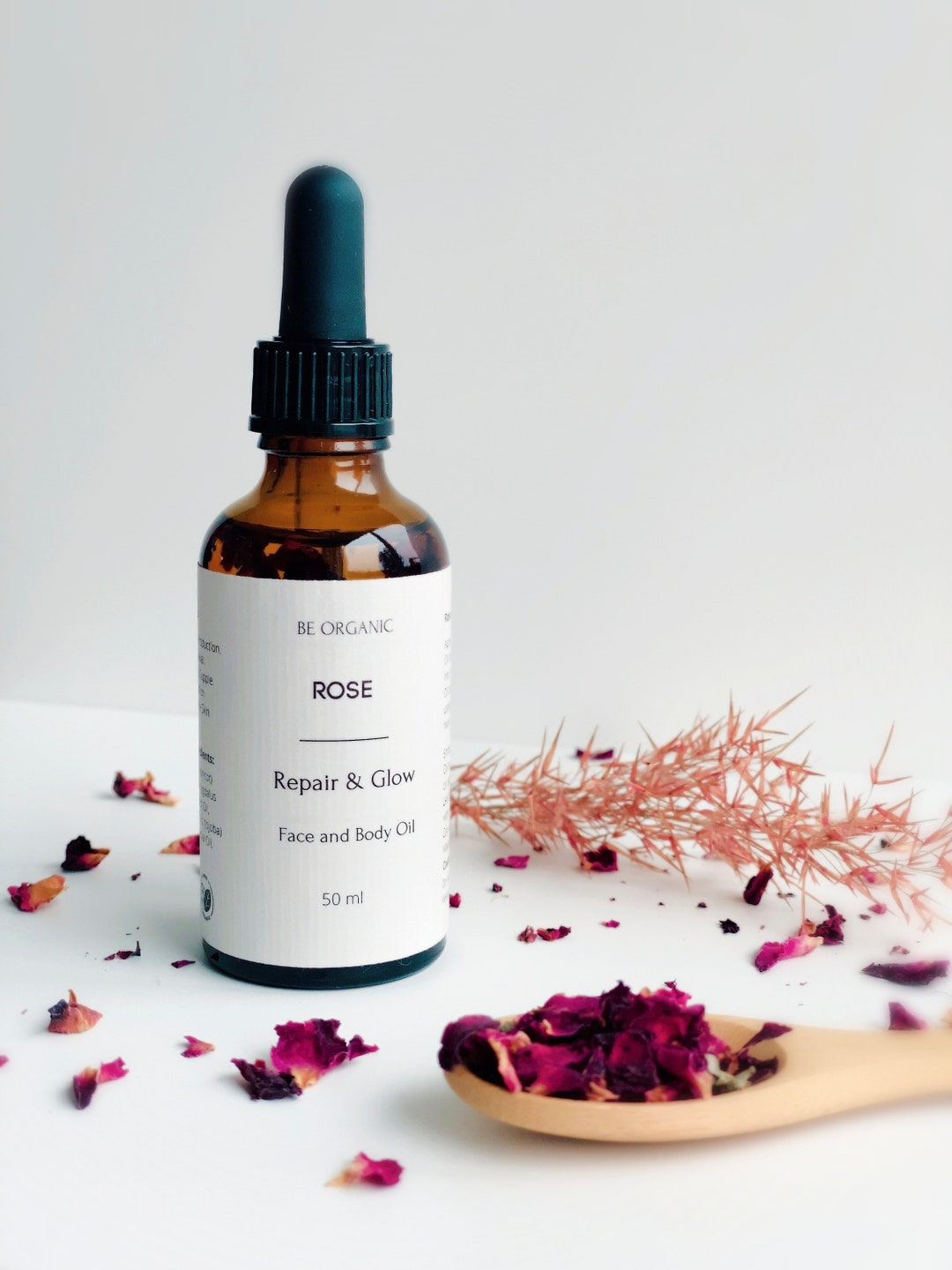 100% Organic Rose Infused Face and Body Oil With Rose Petals ...