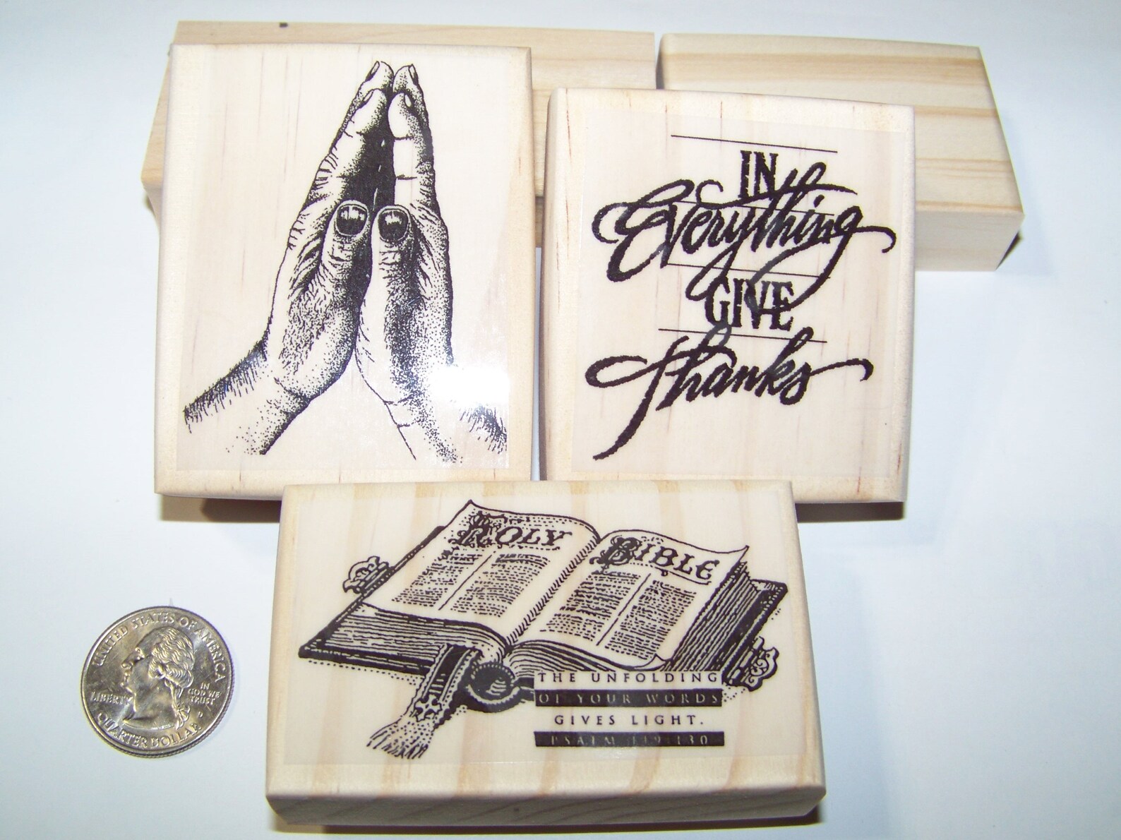 Spiritual Rubber Stamps: Praying Hands, Bible, Give Thanks - Set of 3 ...