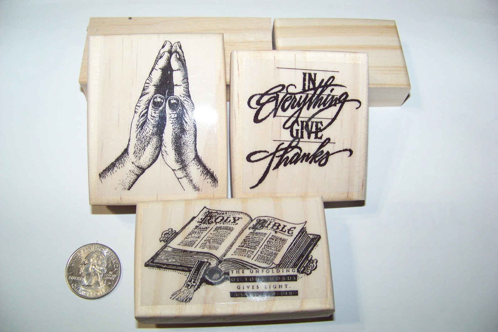 Spiritual Rubber Stamps: Praying Hands, Bible, Give Thanks - Set of 3 ...