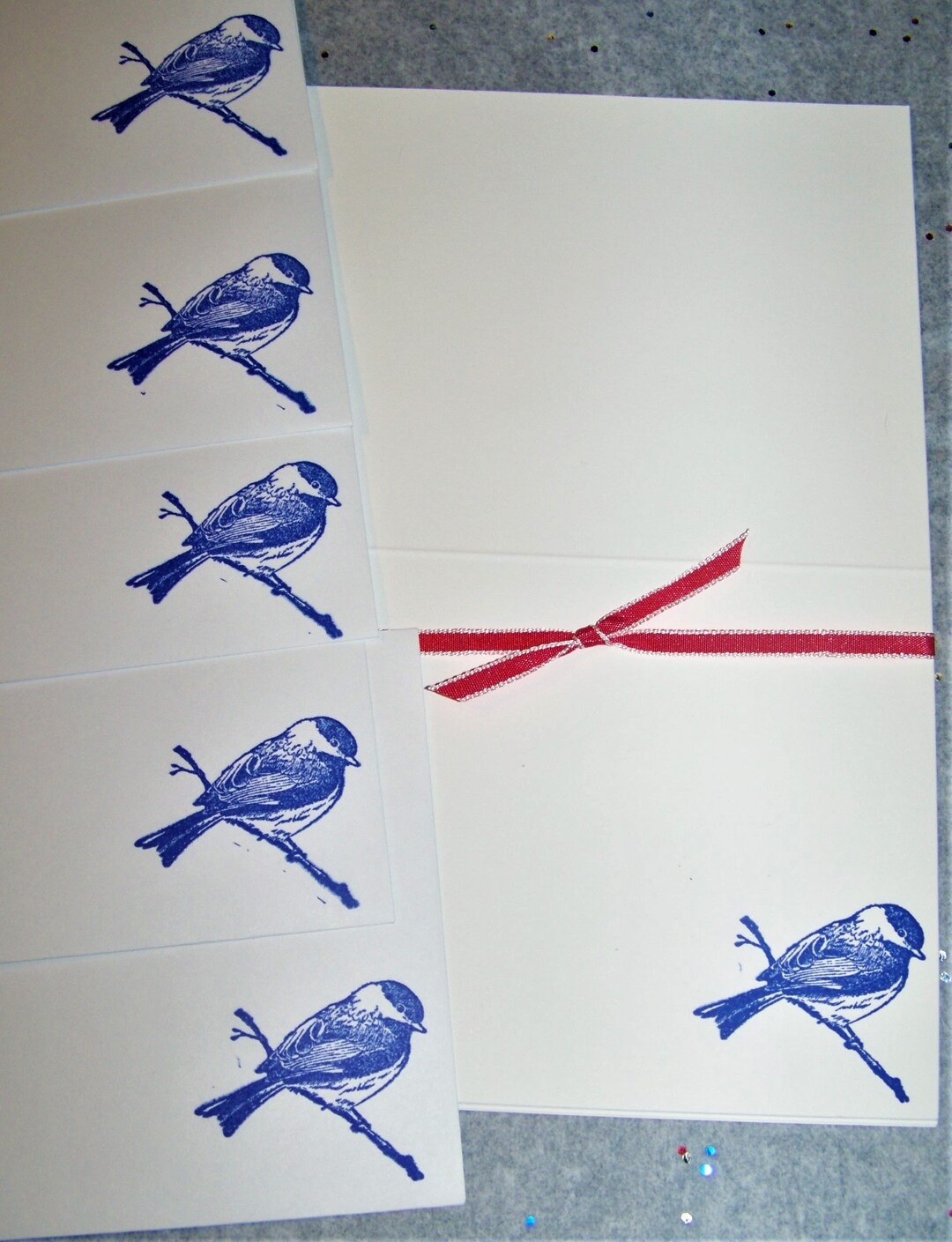 5 Hand Stamped Note Cards With Matching Envelopes | Folded Note Cards ...