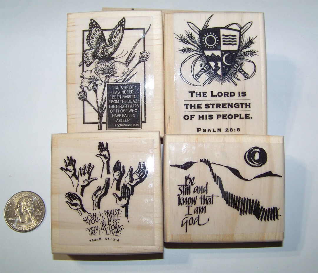 Religious Rubber Stamps: Set of 4, Christian Verses - Etsy