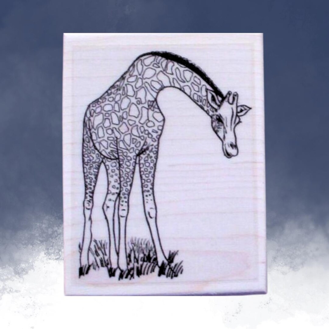 Giraffe Rubber Stamp Rubber New Wood Mounted Giraffe Stamp - Etsy