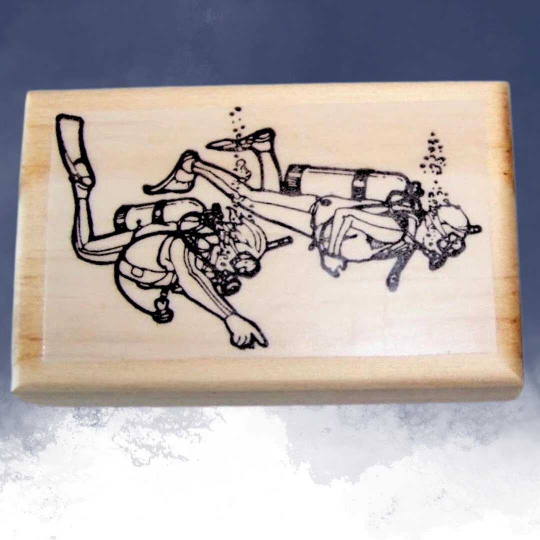 Scuba Divers Rubber Stamp: Deep Sea Ocean Stamp - Etsy