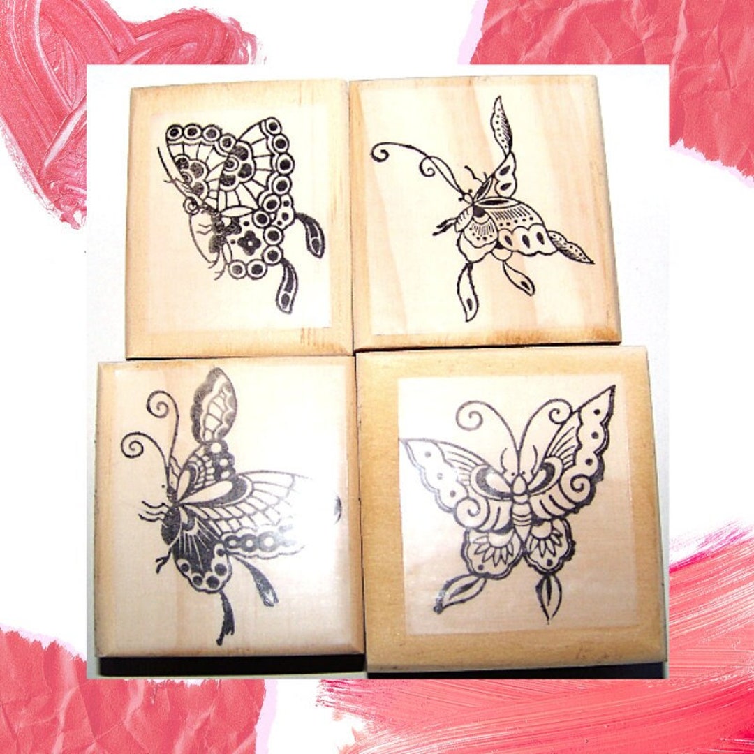 Fancy Butterfly Rubber Stamps Butterflies Art Stamp Wood Stamps - Etsy