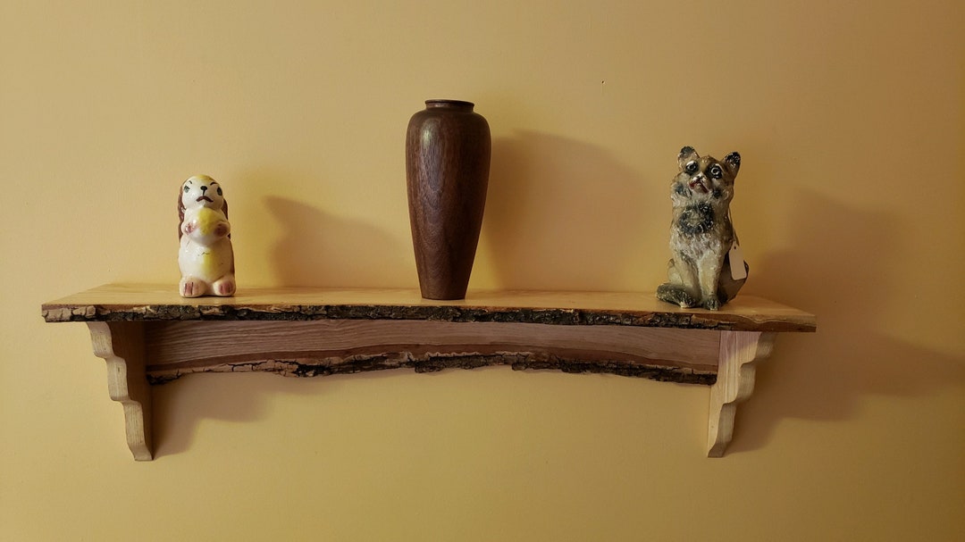Handcrafted Live Edge Ash Wood Shelf - Etsy