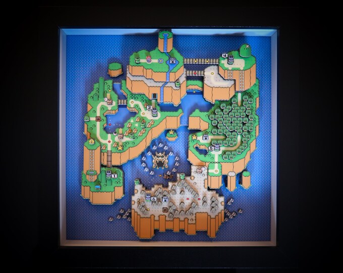 Nintendo - Super Mario World - Shadow Box - 3D Effect - Wall Art - Limited Edition - World Map ...