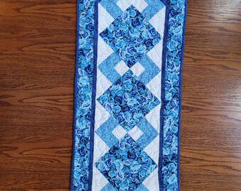 Blue Quilted Table Runner | Etsy