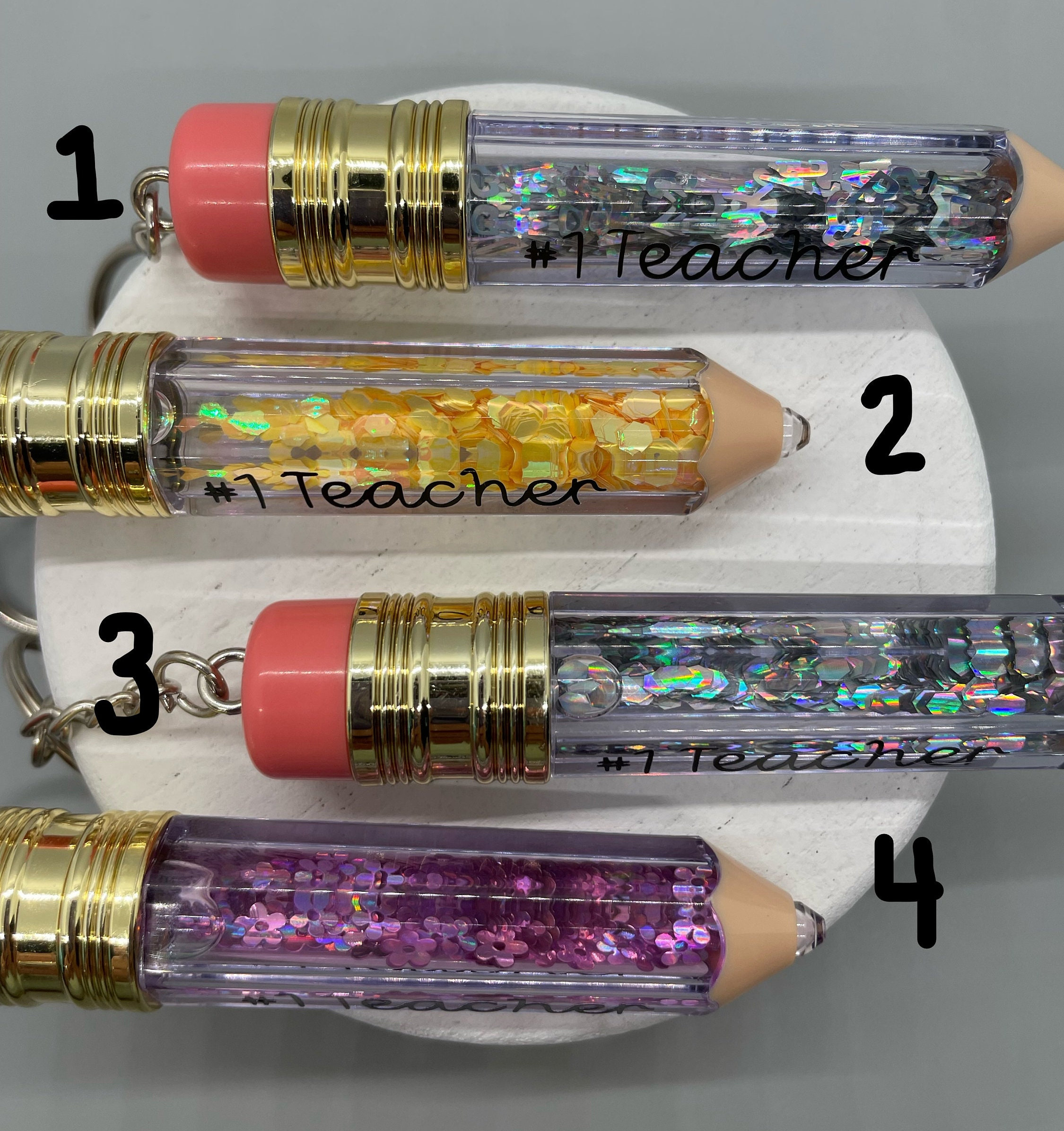 Teacher Pencil Keychain/pencil Keychain/glitter Pencil Keychain/teacher ...