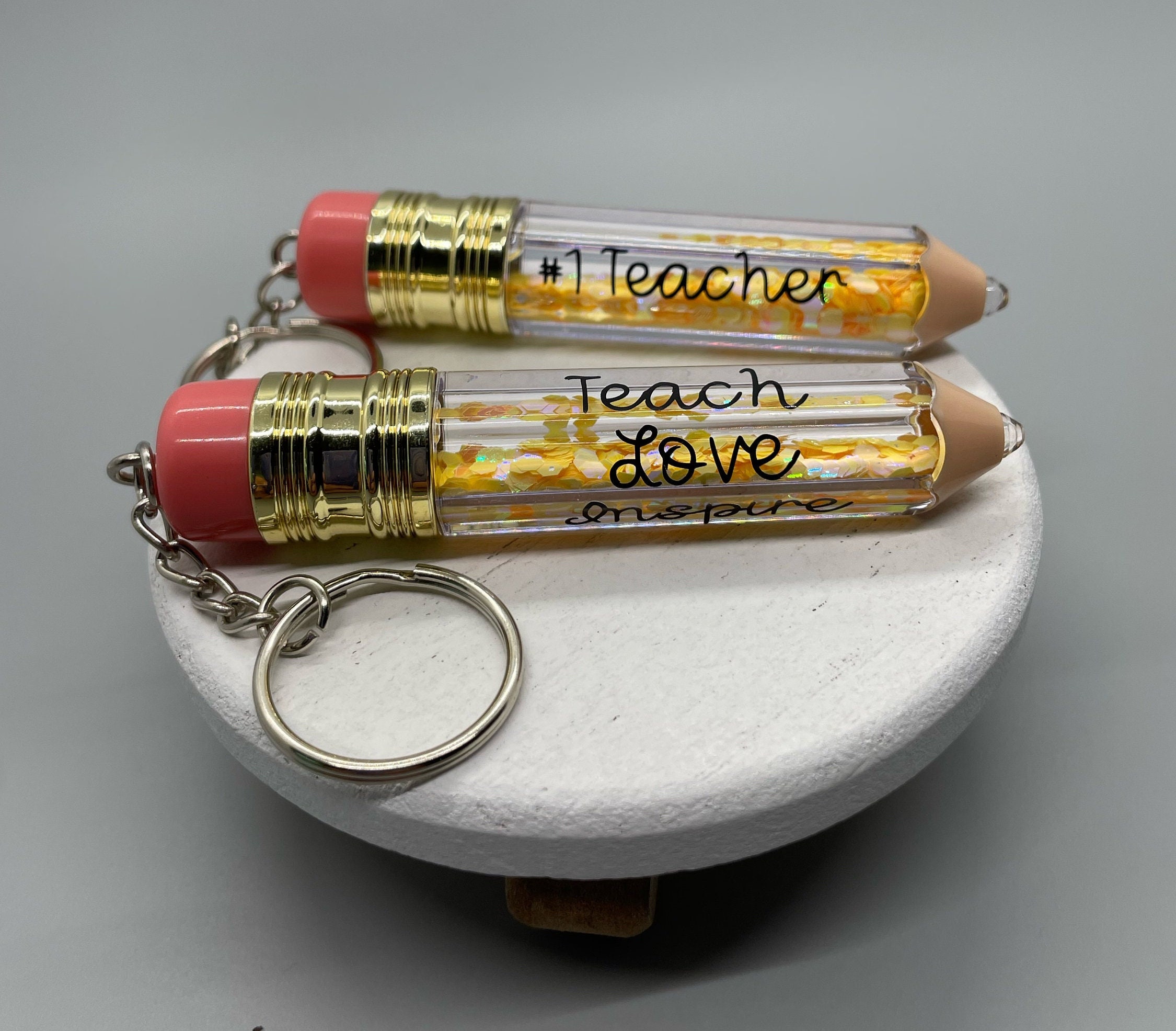 Teacher Pencil Keychain/pencil Keychain/glitter Pencil Keychain/teacher ...