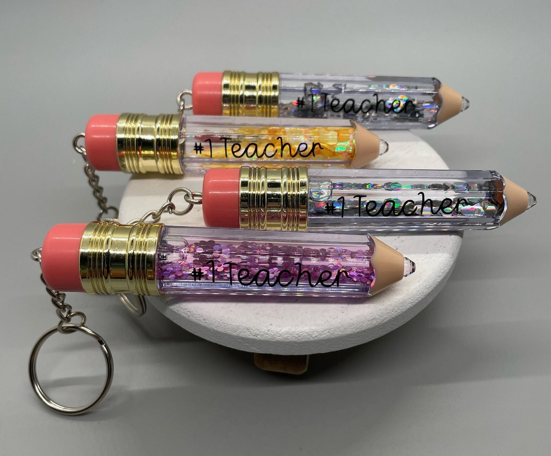 Teacher Pencil Keychain/pencil Keychain/glitter Pencil Keychain/teacher ...
