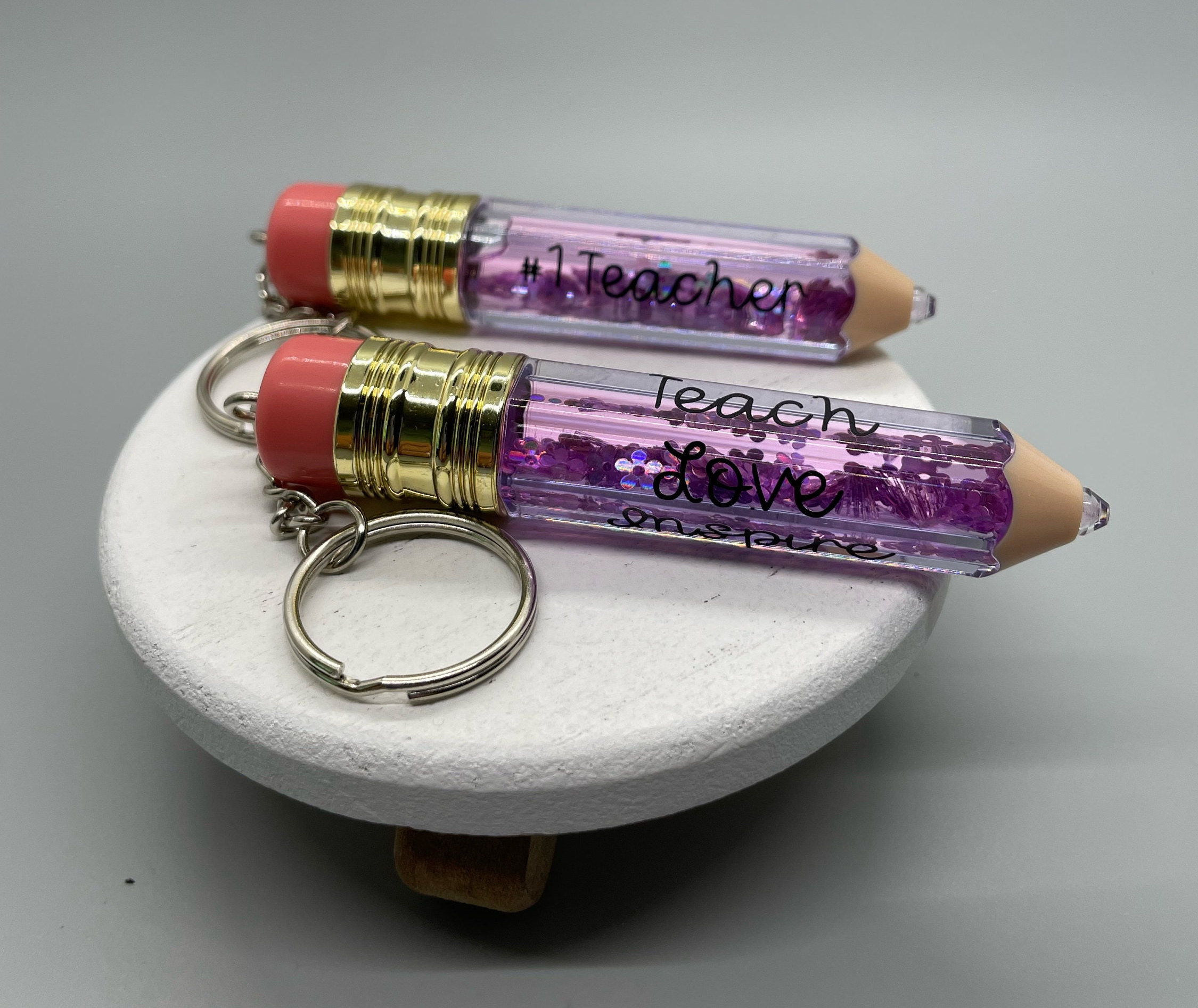 Teacher Pencil Keychain/pencil Keychain/glitter Pencil Keychain/teacher ...