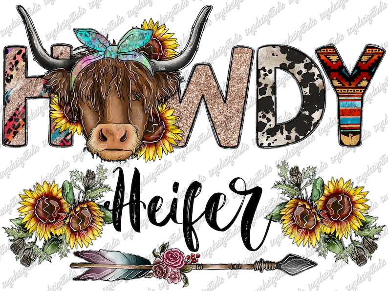 Howdy Heifer Png Heifer Png Daisy Western Howdy Cow Png | Etsy