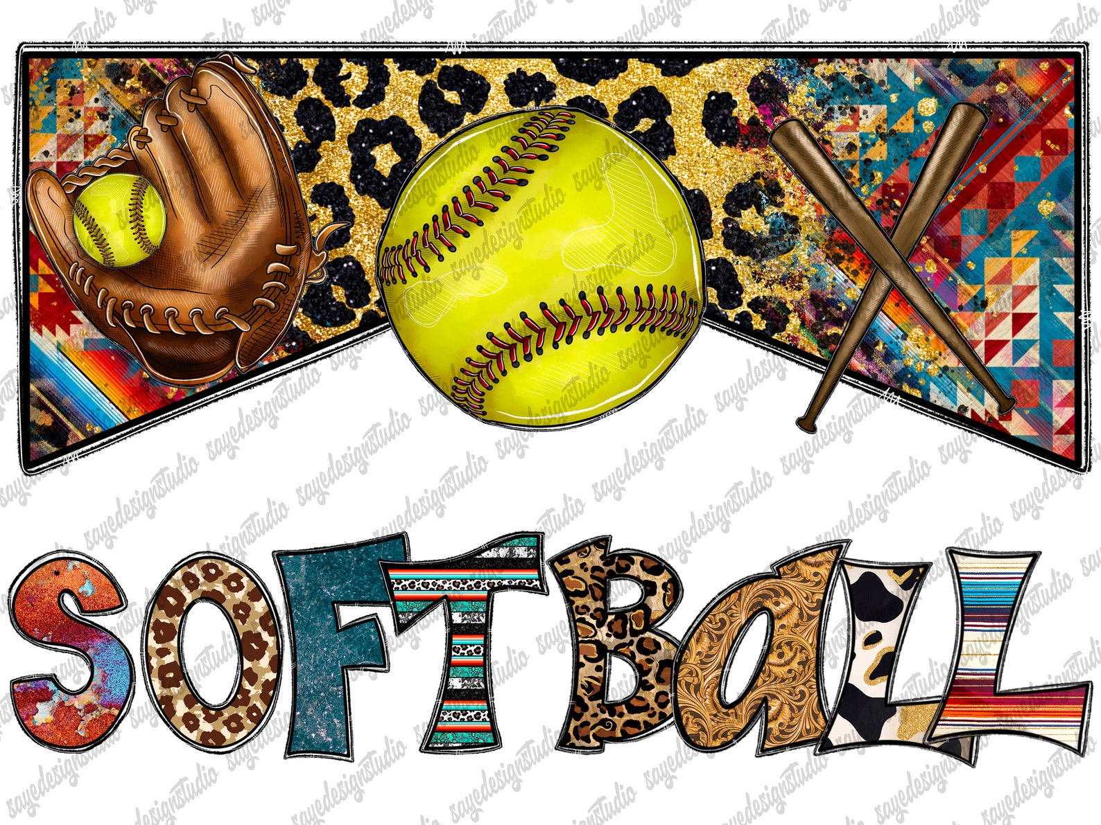 Softball Png Western Leopard Softball PNG Sport Png - Etsy