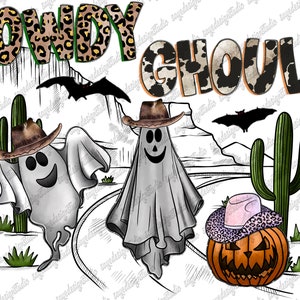 Halloween PNG, Howdy Ghouls PNG, Western Halloween Fall Ghosts Print ...
